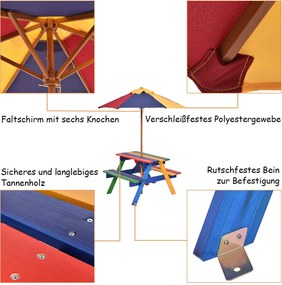 Costway Dětská dřevěná sedací souprava, zahradní souprava, dětský nábytek