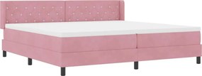 Postel s boxspringem s čelo Růžová 200 x 200 cm samet 3341437