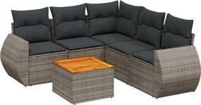 6dílná zahradní sedací souprava s poduškami šedá polyratan 3257334