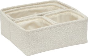Sada 4 textilních košů BOUCLETTE, 15,5 x 15,5 x 11 cm - bílý