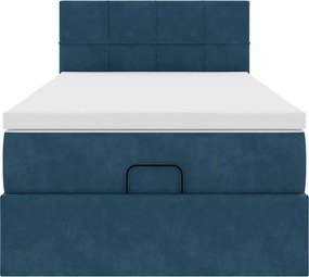 Osmanský rám postele s matrací tmavě modrá 100x200cm samet 3311757