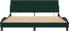 Rám postele s LED osvětlením bez matrace Hanko tmavě zelený 180 x 200 cm samet 3213796