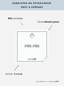 Samolepka na kořenky PIRI-PIRI bílá 5 × 5 cm základní písmo