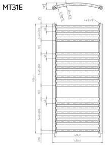 Mereo otopný žebřík oblý 450x970 mm elektrický bílý MT31E
