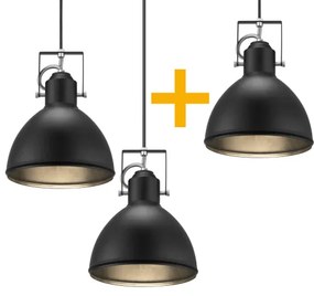 2+1 Závěsné svítidlo Aslak 1x40W E27 černá - NORDLUX