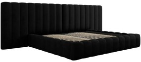 OnaDnes -20% Černá čalouněná dvoulůžková postel MICADONI Kelp 200 x 200 cm