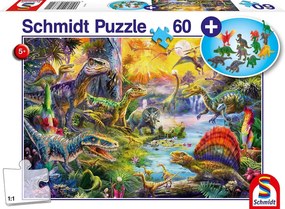 Puzzle puzzle dinosauři 60 dílků + dárek (figurky dinosaurů)
