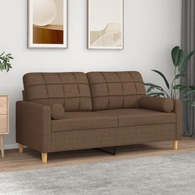 2místná pohovka s polštáři hnědá 140 cm textil 3200785