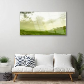 Obraz na skle Louka Příroda Zelený Výhled 125x50 cm