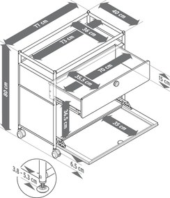 Tchibo - Kovová komoda »Cn3« s 1 zásuvkou - barva: černá