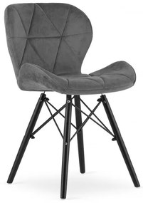 Jídelní židle LAGO samet šedá (černé nohy)