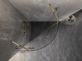 Mexen Lunar, půlkruhový výklopný sprchový kout 100 x 100 cm, 8mm čiré sklo, zlatý profil, 833-100L-100P-50-00