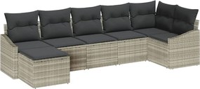 Set pohovek 7 ks Světle šedá polyratan 3346812