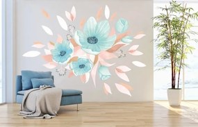 Nástěnná samolepka do interiéru kytice modrých květů 100 x 200 cm