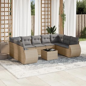 10dílná zahradní sedací souprava s poduškami béžová polyratan 3254146