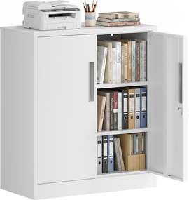 Kancelářská skříň Wiltec – 80 × 40 × 92 cm, 50 kg, bílá (65970)