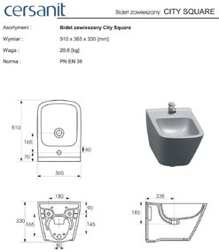 Cersanit City Square - závěsný wc bidet , K35-045