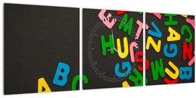 Obraz - barevná písmenka (s hodinami) (90x30 cm)