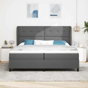 Postel s boxspringem s čelo Tmavě šedá 200 x 200 cm textil 3340586