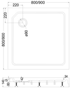 Mereo Kora Lite sprchový set čtvercový kout 90 x 90 x 185 cm SMC vanička vč. sifonu aluchrom sklo čiré CK34123ZH