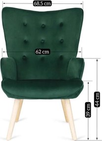 Křeslo Hatren Velvet, zelená