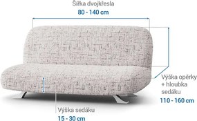 Bielastické potahy VITTORIA smetanová dvojkřeslo s dřevěnými rukojeťmi (š. 80 -140 cm)