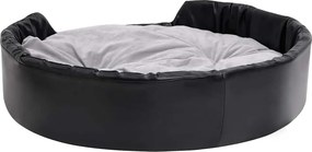 Pelíšek pro psy černý a šedý 99 x 89 x 21 cm plyš a umělá kůže 171256