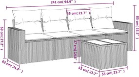 5dílná zahradní sedací souprava s poduškami černá polyratan 3218675
