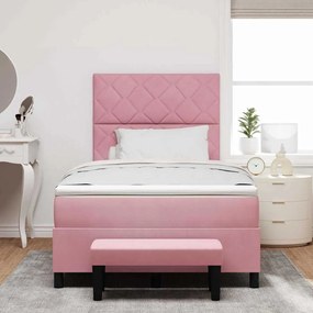 Postel s boxspringem s čelo Růžová 190 x 120 cm samet 3344569