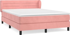 Box spring postel s matrací růžová 140x200 cm samet 3127558