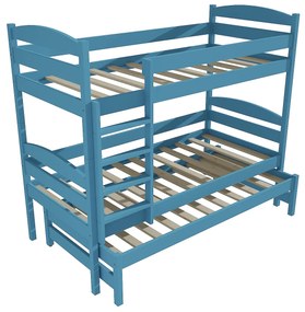 Vomaks Patrová postel s výsuvnou přistýlkou PPV 009 Rozměr: 90 x 180 cm, Barva: barva modrá, Prostor mezi lůžky: 80 cm