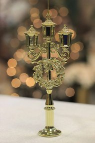 LUX zlatá závěsná vánoční ozdoba lampa 15cm