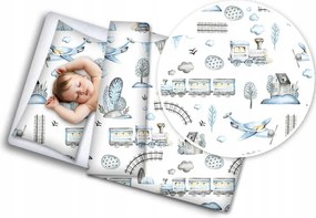 Dětské bavlněné povlečení do postýlky 135x100 cm BABYMAM PREMIUM - Dopravní prostředky