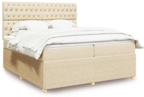 Box spring postel s matrací krémová 200x200 cm textil 3292175