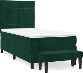 Box spring postel s matrací tmavě zelená 90x190 cm samet 3137818