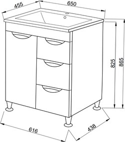 Lavedo Gracia Trio 65 koupelnová skříňka s umyvadlem