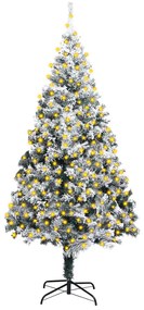 3077742 vidaXL Umělý vánoční stromek s LED diodami zasněžený zelený 400 cm PVC