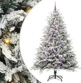 Umělý přednažený vánoční stromek se soupravou koulí Zelená 3395412