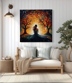 Obraz na plátně - Dívka Ygg propojená kořínky se stromy života FeelHappy.cz Velikost obrazu: 40 x 40 cm