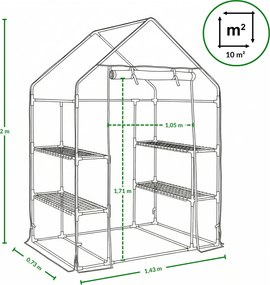 Mini fóliovník s policemi MIVA 143 x 73 x 195 cm