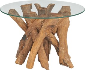 vidaXL Konferenční stolek masivního teak naplavené dřevo 60 cm [243473] Barva: tmavě hnědá