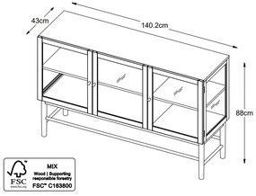 Designová komoda Dallan 140 cm přírodní dub