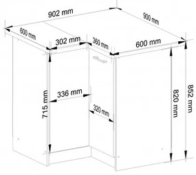 Kuchyňská skříňka OLIVIA S90/90 - bílá/beton