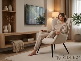 Relaxační křeslo ušák LIKAM - béžová látka
