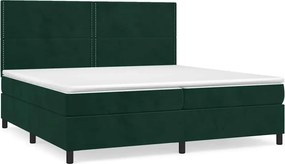 Box spring postel s matrací tmavě zelená 200x200 cm samet 3142986
