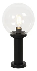 Stojací venkovní lampa černá s čirou koulí 50 cm IP44 - Sfera