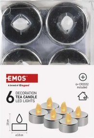 LED dekorace EMOS DCCV12 ZY2150 čajová svíčka stříbrná CR2032 (blistr 6ks)