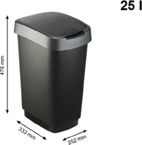 Odpadkový koš SWING TWIST černá a stříbrná 25 l