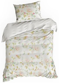 Design 91 Ložní prádlo z mikrovlákna 140x200 Rosa roses flowers krémové barvy s jedním povlakem na polštář z mikrovlákna D91