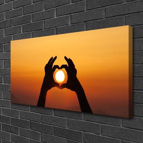 Obraz na plátně Ruce Srdce Slunce Láska 140x70 cm